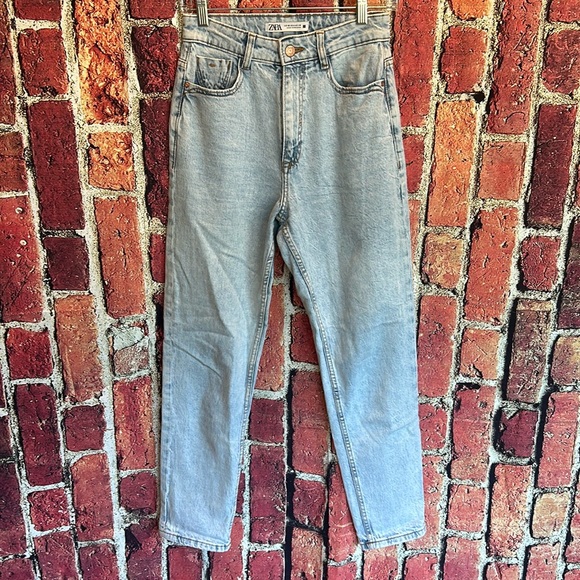 Zara | Jeans | Zara Mom Jeans 4 Ultra High Rise Tapered Denim Blue ...